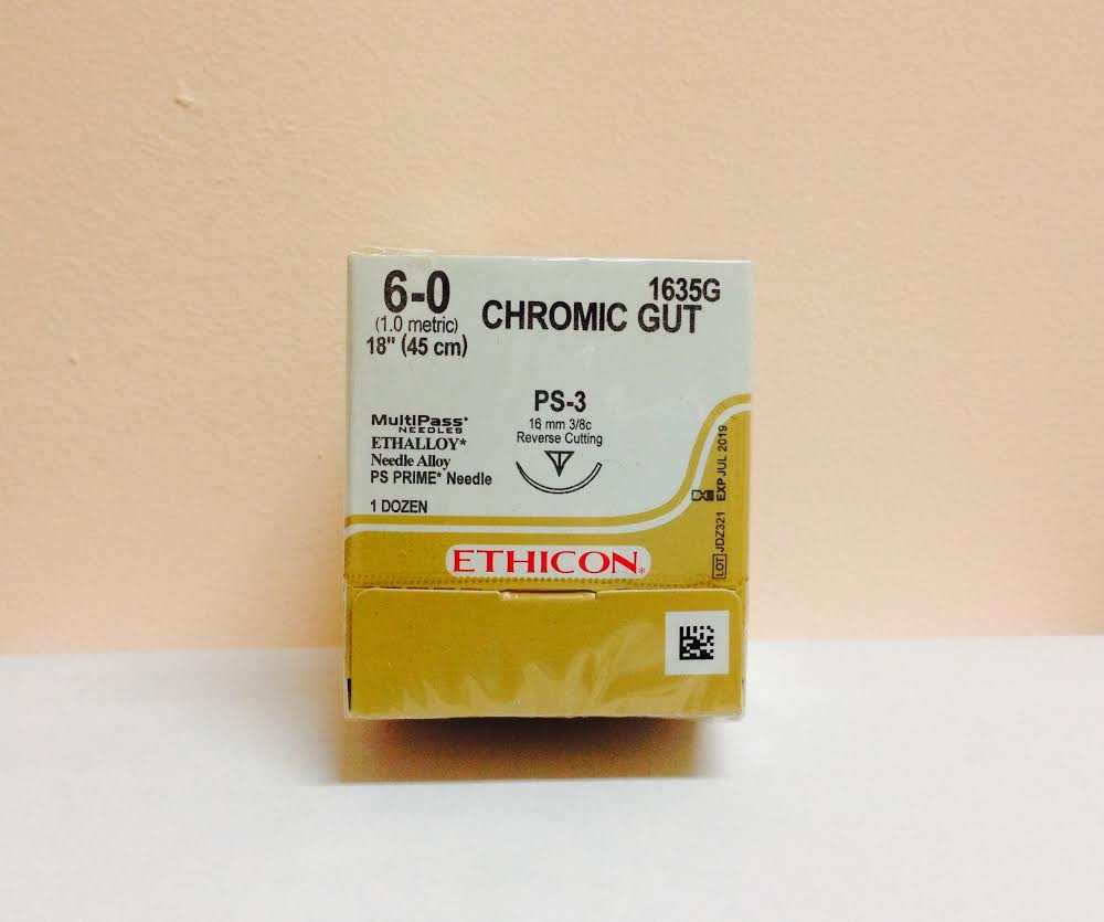 Ethicon 1635G Surgical Gut Suture - Chromic, Precision Point - Reverse Cutting, Absorbable, PS-3 ...