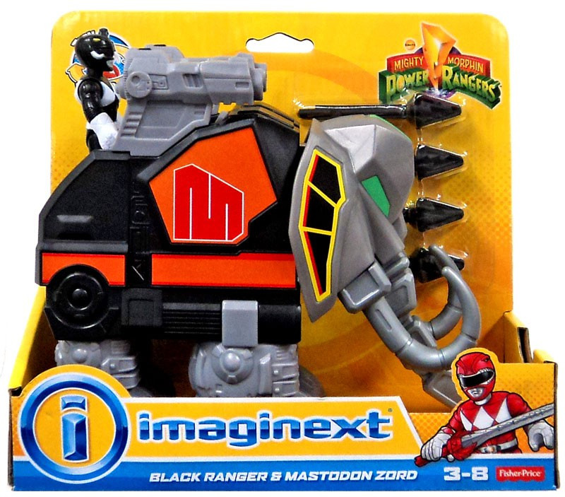 Power Rangers Mighty Morphin Imaginext Black Ranger Mastodon Zord ...