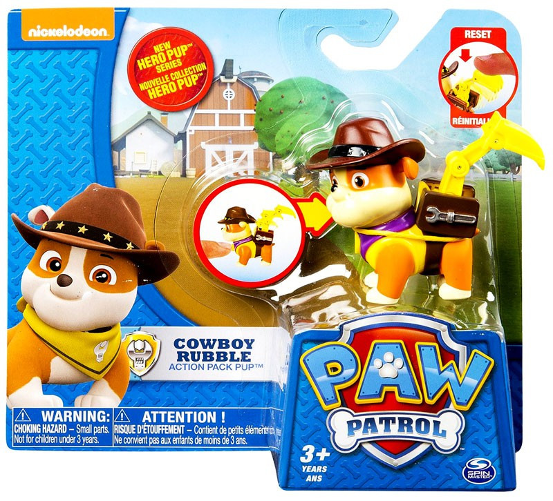 Paw Patrol Action Pack Pup Hero Pup Cowboy Rubble Figure Spin Master ...
