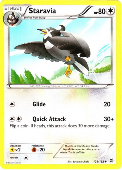 Pokemon X Y BREAKthrough Single Card Uncommon Staravia 126 - ToyWiz