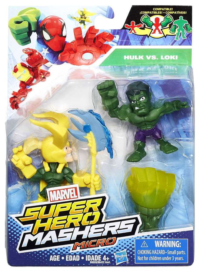 Marvel Super Hero Mashers Micro Loki Hulk 2 Action Figure 2-Pack Hasbro ...
