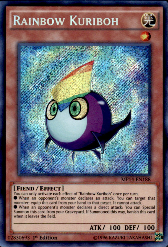 YuGiOh 2014 Mega Tin Single Card Secret Rare Rainbow Kuriboh MP14-EN188 ...
