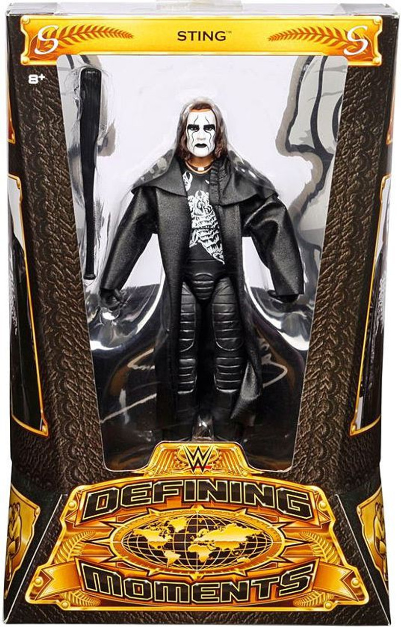 WWE Wrestling Defining Moments Sting Action Figure Black Trench Coat Bat Mattel Toys - ToyWiz