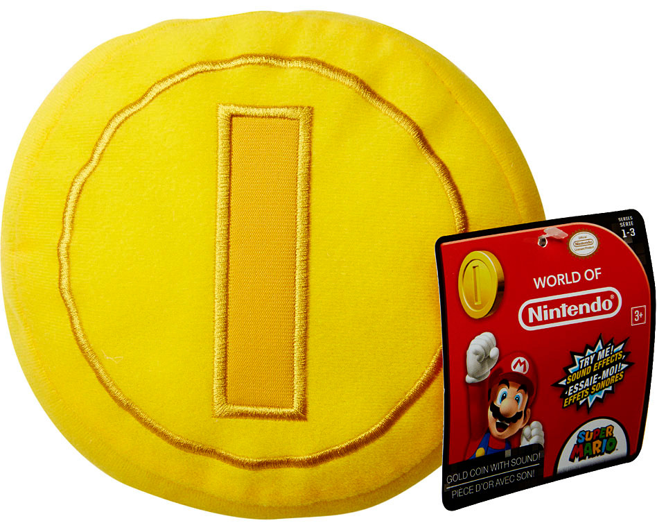 Super Mario World of Nintendo Gold Coin 5 Plush with Sound FX SFX Jakks ...