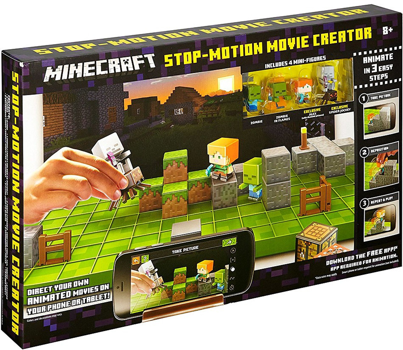 Minecraft Stop Motion Movie Creator Playset Purple Box Mattel Toys Toywiz