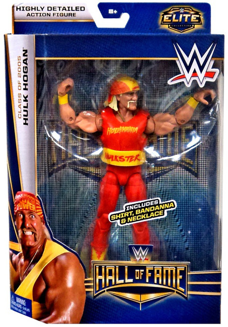 WWE Wrestling Elite Hall of Fame Hulk Hogan 6 Action Figure Shirt, Bandanna Necklace Mattel Toys ...