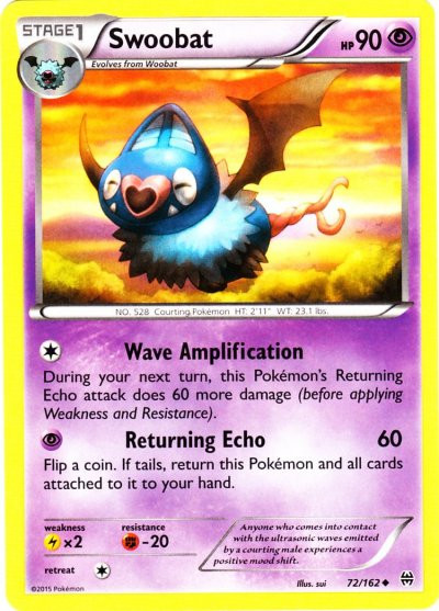 Pokemon X Y BREAKthrough Single Card Uncommon Swoobat 72 - ToyWiz