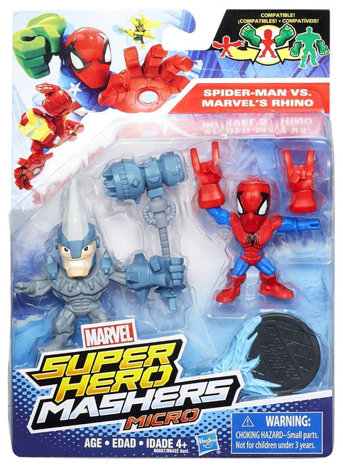 Marvel Super Hero Mashers Micro Rhino Spider-Man 2 Action Figure 2-Pack ...