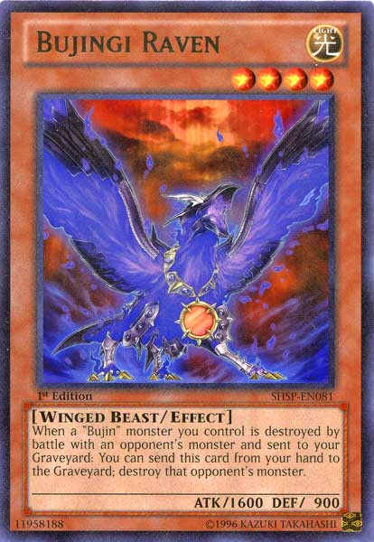 YuGiOh Zexal Shadow Specters Single Card Rare Bujingi Raven SHSP-EN081 ...