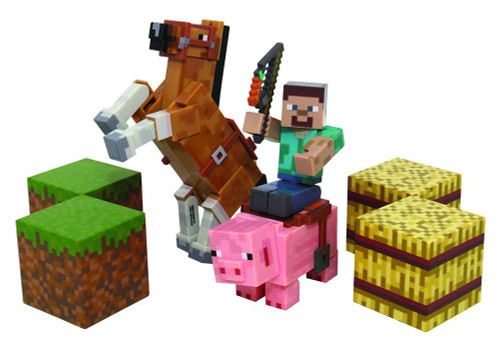 Minecraft Series 2 Saddle Pack Exclusive Action Figure Set Overworld Jazwares Toywiz