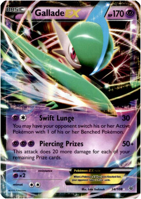 Pokemon X Y Roaring Skies Single Card Ultra Rare Holo Gallade-EX 34 ...
