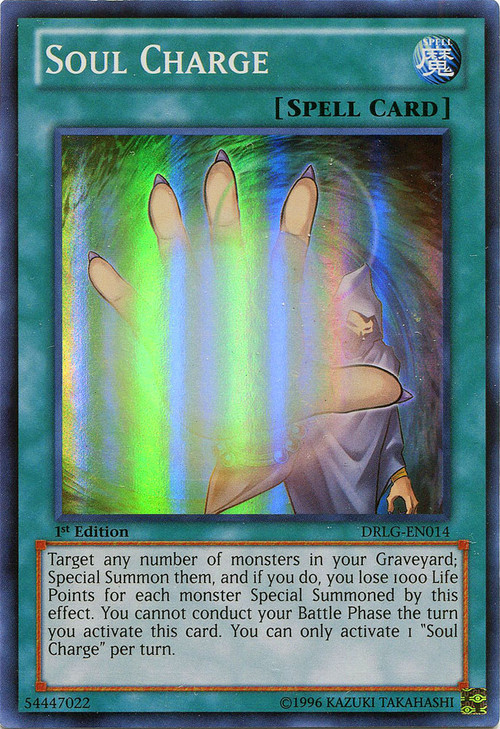YuGiOh Dragons of Legend Single Card Super Rare Soul Charge DRLG-EN014 ...
