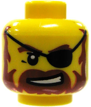 LEGO LEGO Minifigure Parts Red Beard Eye Patch Minifigure Head Yellow ...