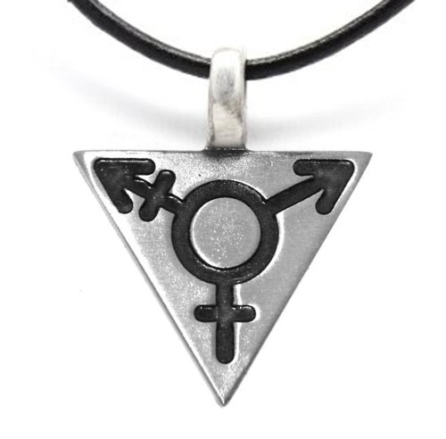 Transgender Necklace - Male & Female Symbol Triangle Pendant - Silver ...