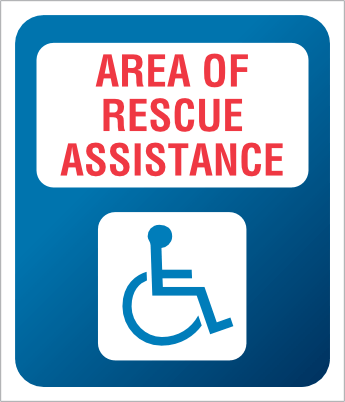 Area of rescue assistance - 6'' x 7'' - Plastic Sign