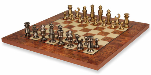 Abstract Knight Brass Chess Set Deluxe Package The Chess Store