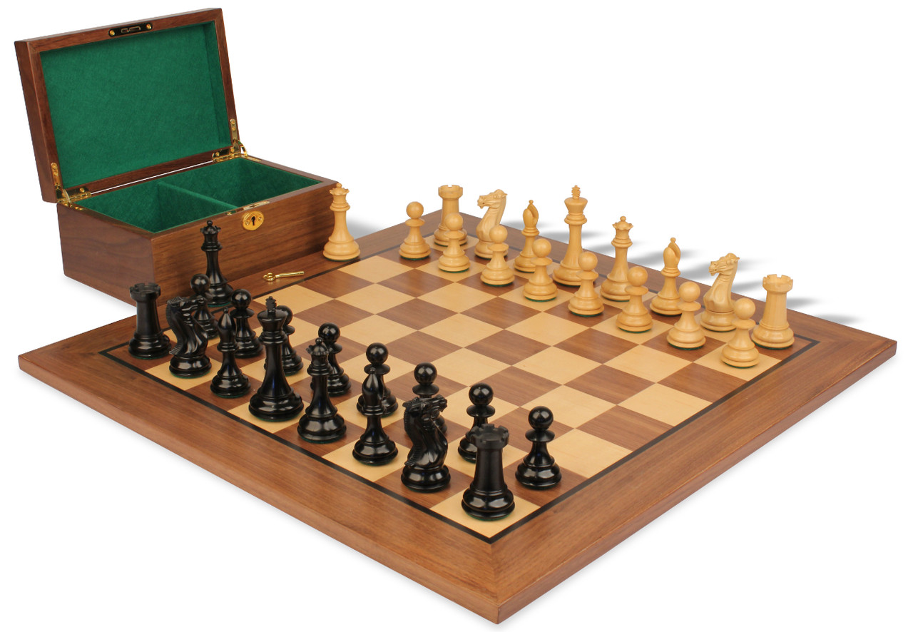 New Exclusive Staunton Chess Set in Ebonized Boxwood & Boxwood with ...