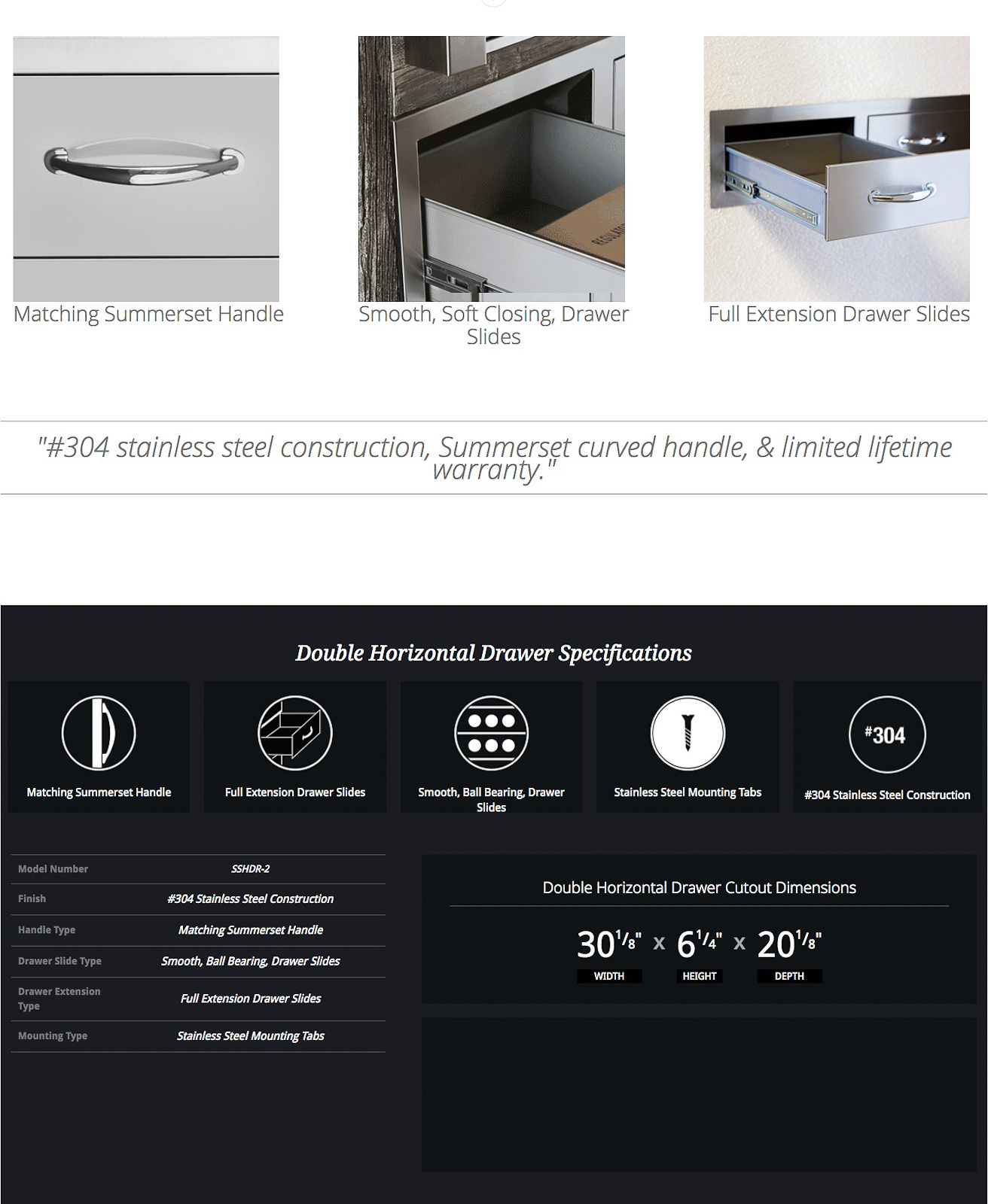 Summerset Double Horizontal Storage Drawers- SSDR2-32H | Embers Living