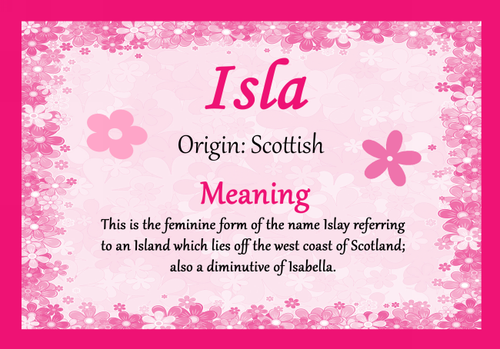 Isla Personalised Name Meaning Certificate - The Card Zoo