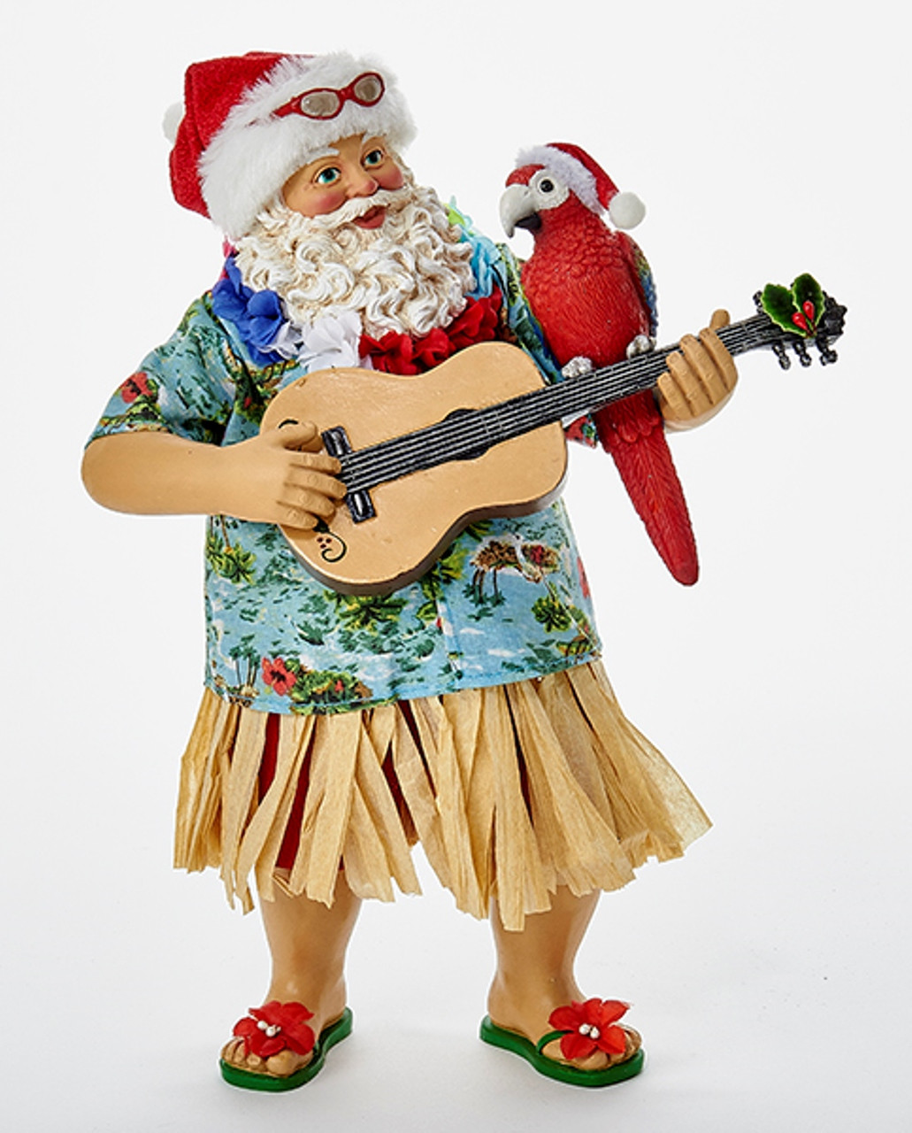 Beach Santa in Hula Skirt Playing Ukulele Tabletop Figurine 11 Inches ...