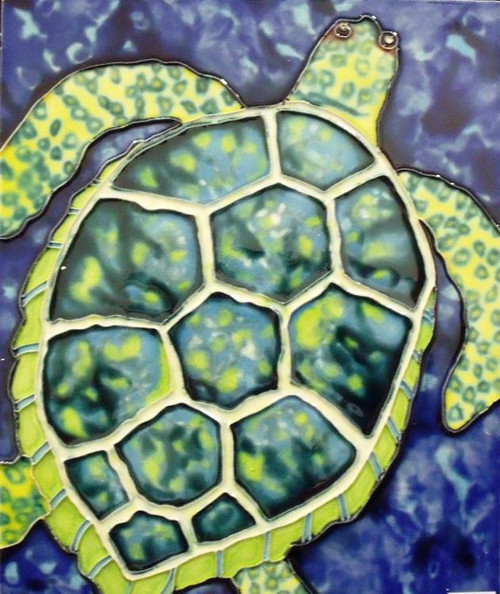 Tropical Ocean Reef Green Sea Turtle Ceramic Tile 4 X 4 Inch Square ...