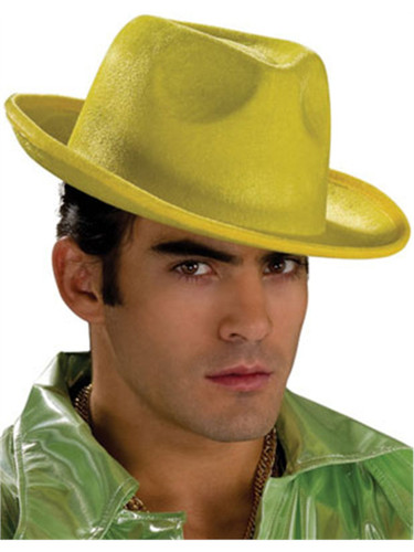 Yellow Felt Pimp Gangsta Costume Party Fedora Hat
