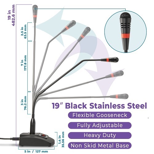 19' XLR 48v Podium Gooseneck Microphone with Mute Switch