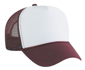 white front maroon back Trucker hat mesh hat - Blank Plain Trucker Hats