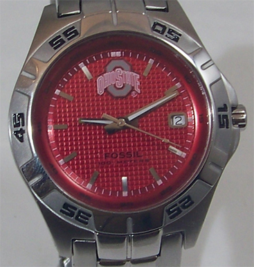 Ohio State Buckeyes Fossil Watch Mens Three Hand Date Wristwatch