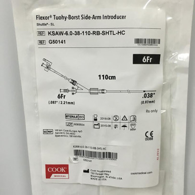 Cook KSAW-6.0-38-110-RB-SHTL-HC 110cm Long 6Fr FLEXOR Shuttle Guiding ...
