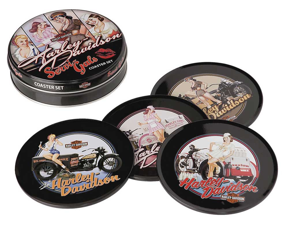 Harley-Davidson® Servi-Gal Coasters Set, 4 Tin Coasters HDL-18521 ...